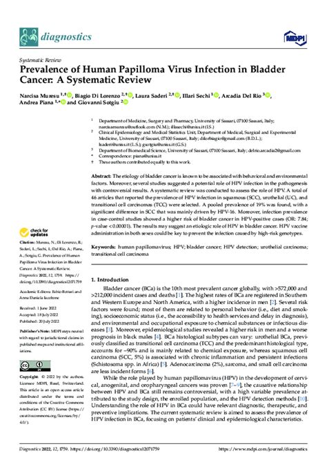 Pdf Prevalence Of Human Papilloma Virus Infection In Bladder Cancer