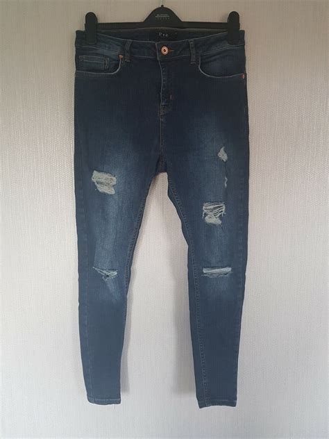 Pre London Blue Super Skinny Ripped Jeans Size 32s Gem