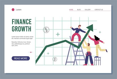 작은 비즈니스 사람들이 벡터 일러스트와 함께 금융 성장 차트 프리미엄 벡터