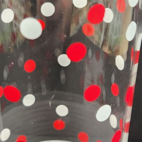 Libbey Dining Vintage Libbey Red Striped And Polka Dots Tom Collins