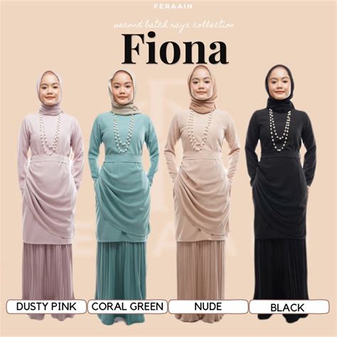 Baju Kurung Fiona Pleated Modern Raya Nikah Tunang Murah Cantik Plain