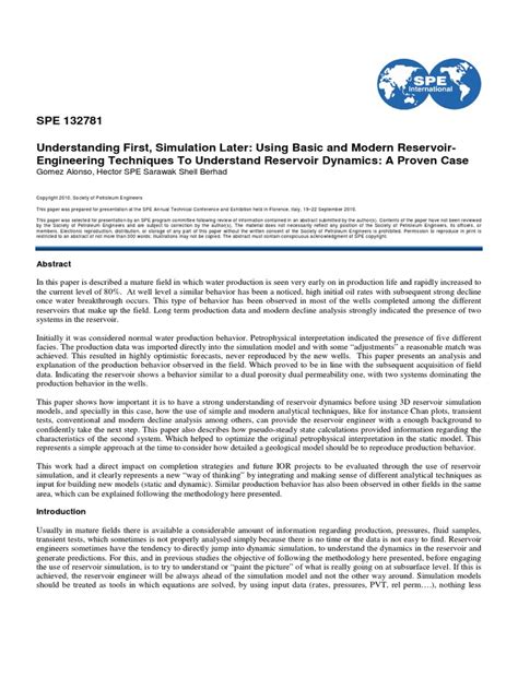 Spe 132781 Understanding First Simulation Later Using Basic And Modern