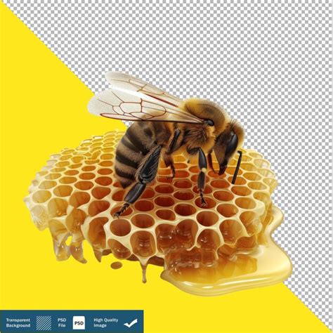 Abeja En Panal De Miel Dulce Ángulo Múltiple En Fondo Blanco Fondo