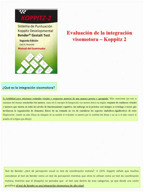 Koppitz 2 Bender 1 Pdf Percepción Evaluación