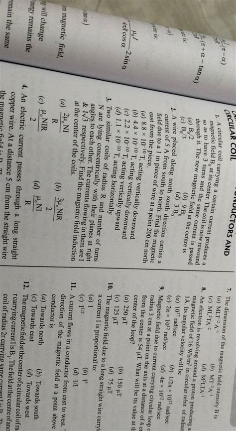 A Current Flows In A Conductor 1i Filo