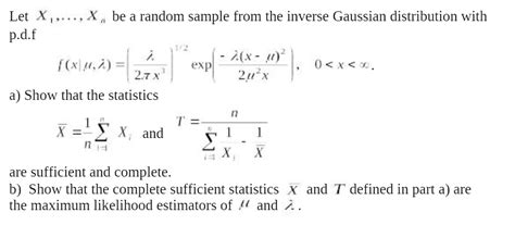 Solved Let X1 … Xn Be A Random Sample From The Inverse