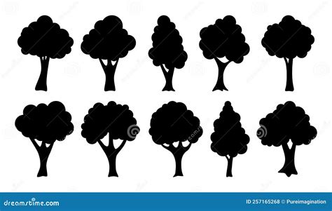 Set Of Hand Drawn Trees Stock Vector Illustration Of Floral 257165268