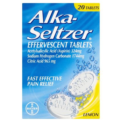 Alka Seltzer Effervescent Tablets 20 Tablets Manlyie