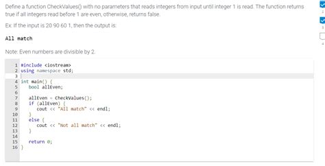 Solved Define A Function CheckValues With No Parameters Chegg