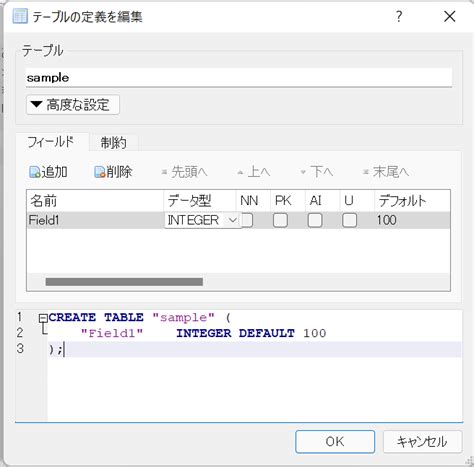Sqlite Default値を設定する Mebee