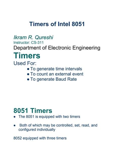 Timer And Counter In 8051 Microcontroller Pdf
