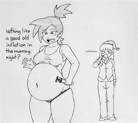 Rule 34 Belly Expansion Belly Inflation Black And White Female Only