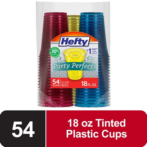 Hefty Tinted Plastic Cups 18 Oz 54 Count Disposable Party Cups For