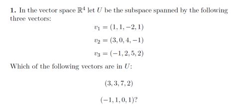 solved 1 in the vector space r4 let u be the subspace
