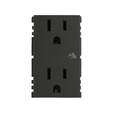 Toma de corriente dúplex 2P T con seguridad 15A 127V grafito Simon 25