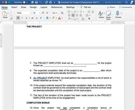 Sample Project Employment Contract English Version Soft Copy Editable Template Lvs Rich