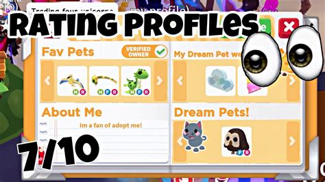 Rating Players New Profiles In Adopt Me L Profile Ideas And Trading L