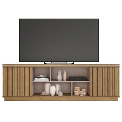 Rack Para Tv Até 75 Polegadas Simetria 2 Portas Ripadas Melcinza Caemmun
