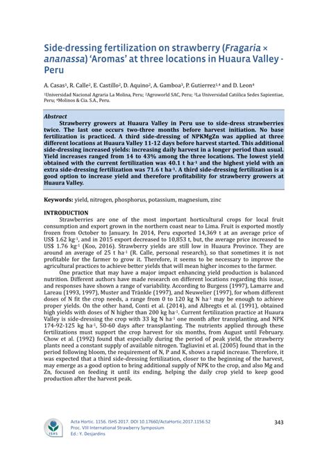 Pdf Side Dressing Fertilization On Strawberry Fragaria × Ananassa
