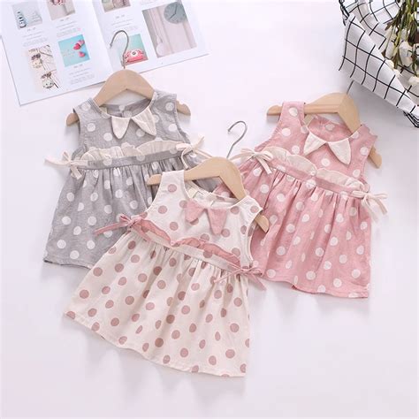 아기 소녀 드레스 폴카 도트 인쇄 민소매 아이 드레스 유아 미인 대회 코튼 Sundressdresses Aliexpress