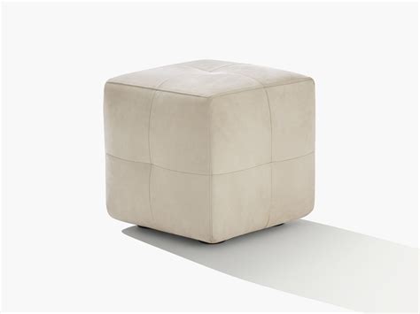 Onda Upholstered Leather Pouf By Poliform