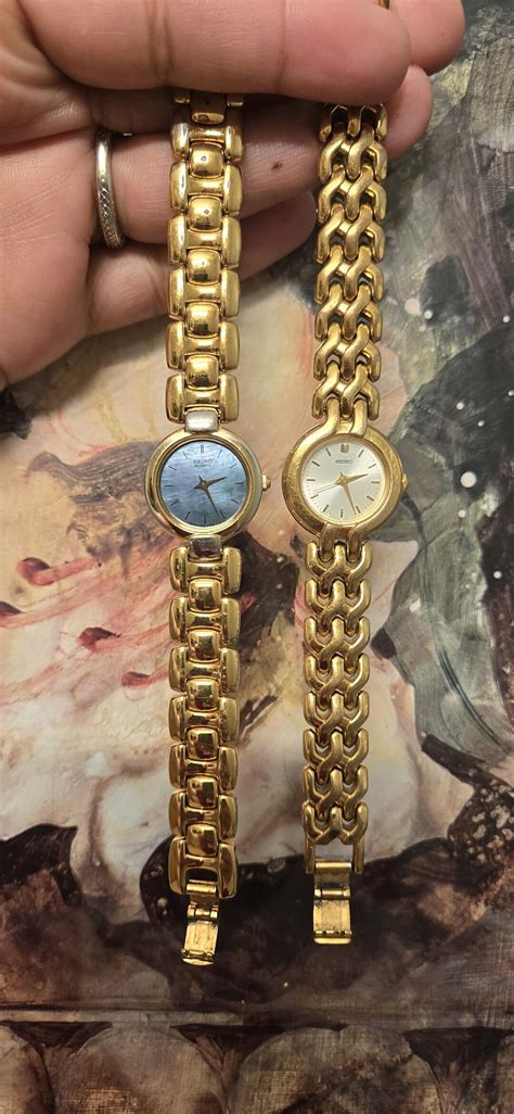 Vintage Seiko Gold Tone Bracelet Mother Of Pearl Dial And Classic Cream