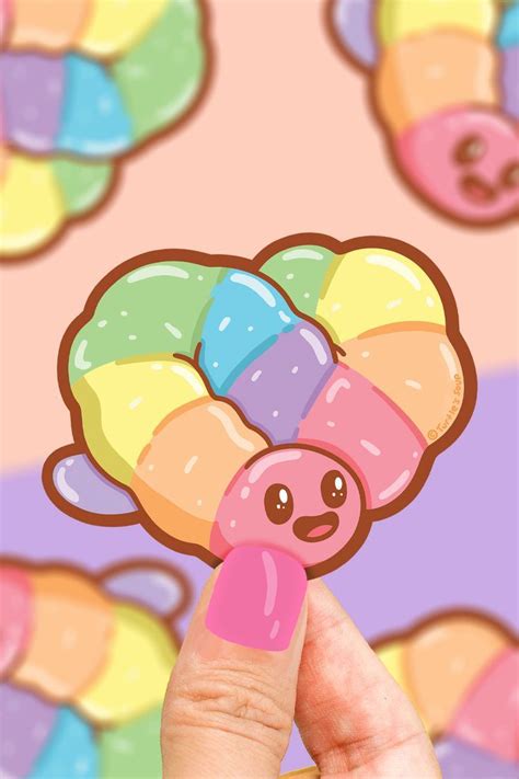 Rainbow Gummy Worm Heart Vinyl Sticker Vinyl Sticker Gummy Worms