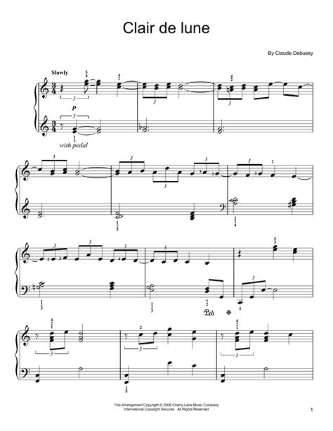 Clair De Lune By Claude Debussy Piano Sheet Music Intermediate Level
