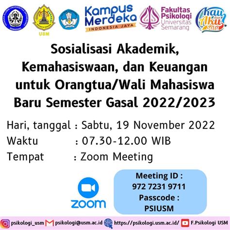 SOSIALISASI AKADEMIK KEMAHASISWAAN DAN KEUANGAN UNTUK ORANGTUA WALI