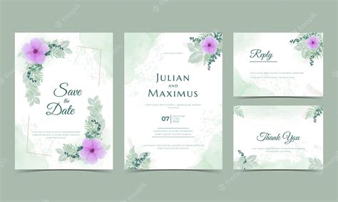 Premium Vector Floral Watercolor Wedding Invitation Card Design