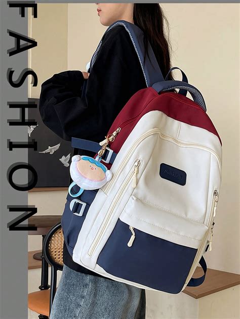 קליל נייד אירופה ואמריקאית סטייל מחולק לצבעים תיק גב גדול עם כיסים מרובים And רוכסן מתאים ל