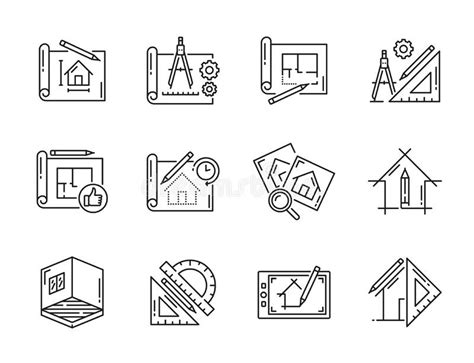 Architect Development And Interior Design Icons Stock Vector Illustration Of Blueprint Real