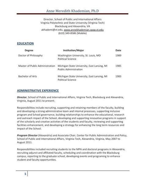 Cv Virginia Tech