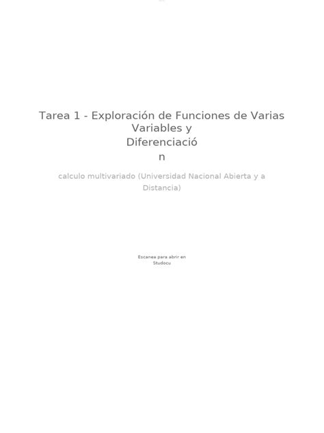 Tarea 1 Exploracion De Funciones De Varias Variables Y Diferenciacion Pdf Física Matemática
