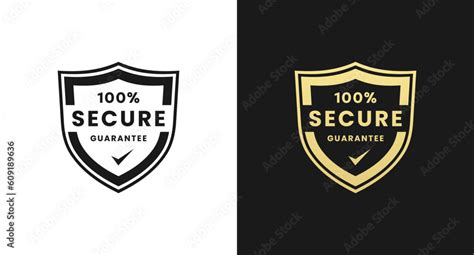 100 Secure Label Or 100 Secure Badge Vector Isolated In Flat Style Best 100 Secure Label For