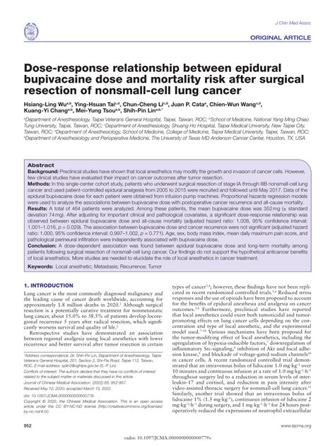 Pdf Dose Response Relationship Between Epidural Bupivacaine Dose And
