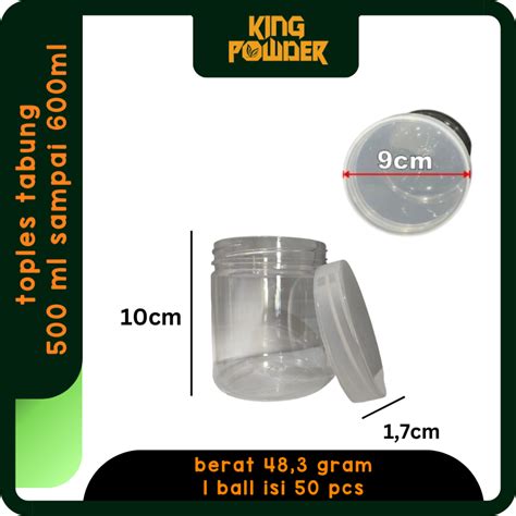 Jual 5PCS Toples Tabung Premium Super Tebal 500 Ml Toples Jar Cylinder Toples Plastik
