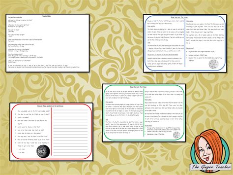 The Moon Reading Comprehension Cards Teaching Resources