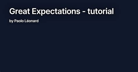 Great Expectations Tutorial