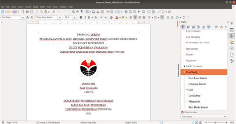 Template Libreoffice Writer Untuk Skripsi Ihsan Syauqi Adn