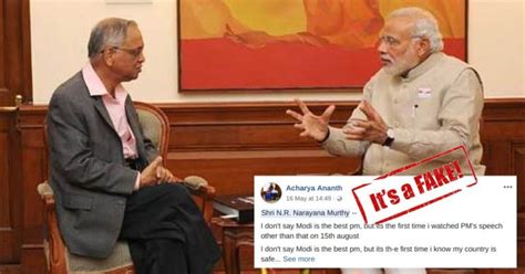 Fake Quote Of Infosys Co Founder Narayana Murthy Praising Pm Modi Viral