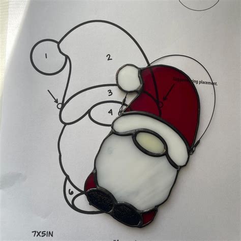 Santa Gnome Stained Glass Pattern Hobby Etsy