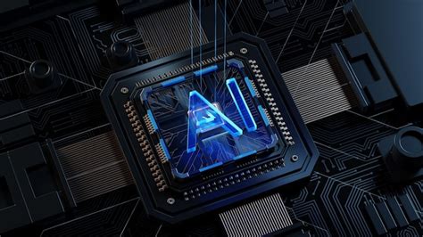 사이버 펑크 Ai 회로 기판 기술 배경의 3d 렌더링 중앙 컴퓨터 프로세서 Cpu 및 Gpu 개념 마더보드 디지털 칩 기술 과학