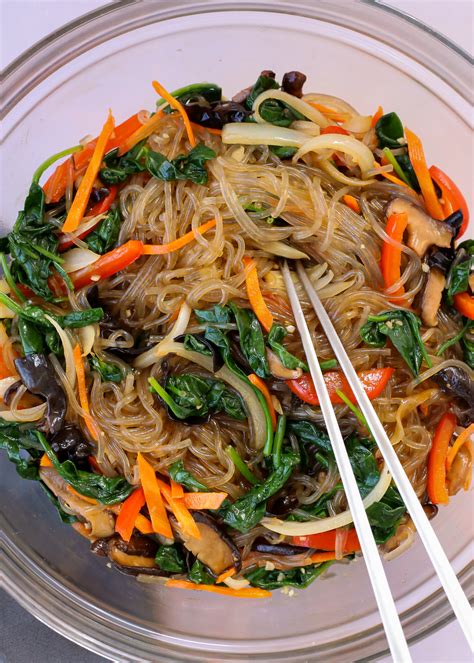Vegetarian Japchae Korean Glass Noodles