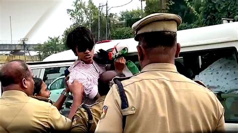 Protest Over Kerala Budget Congress Youth Workers Show Black Flag To