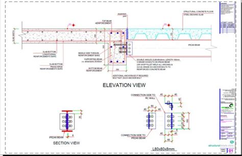 Steel Beam Reinforced Concrete Slab Beam Simple Connection