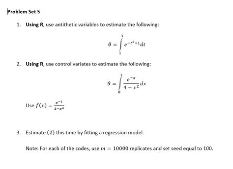 Solved Problem Set 5 1 Using R Use Antithetic Variables To