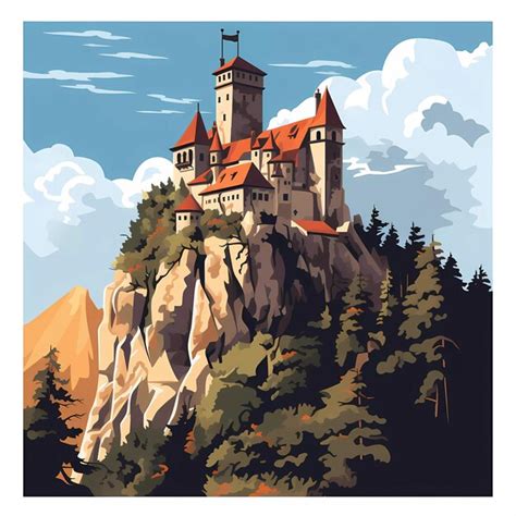 Bran Castle In Transylvania Romania Premium Ai Generated Vector