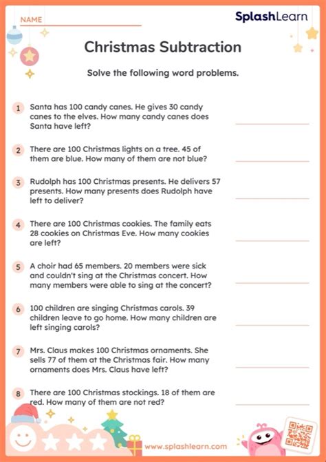 Subtract Within 100 Christmas Word Problems — Printable Math Worksheets Library
