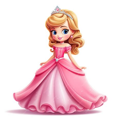 Premium Photo Cartoon Princess In Pink Dress With Tiable And Tiable